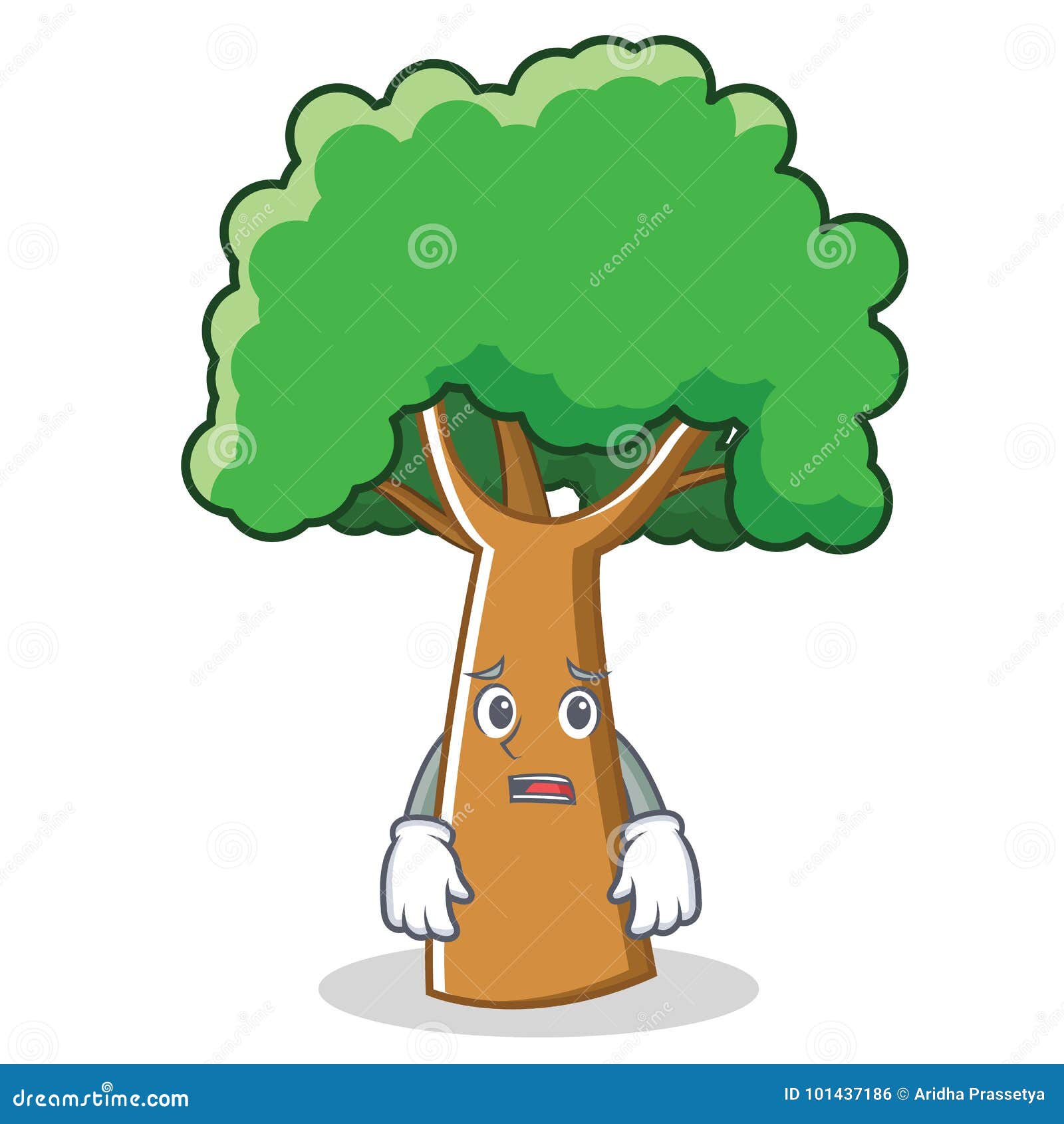 Afraid Tree Character Cartoon Style Stock Vector - Illustration of ...