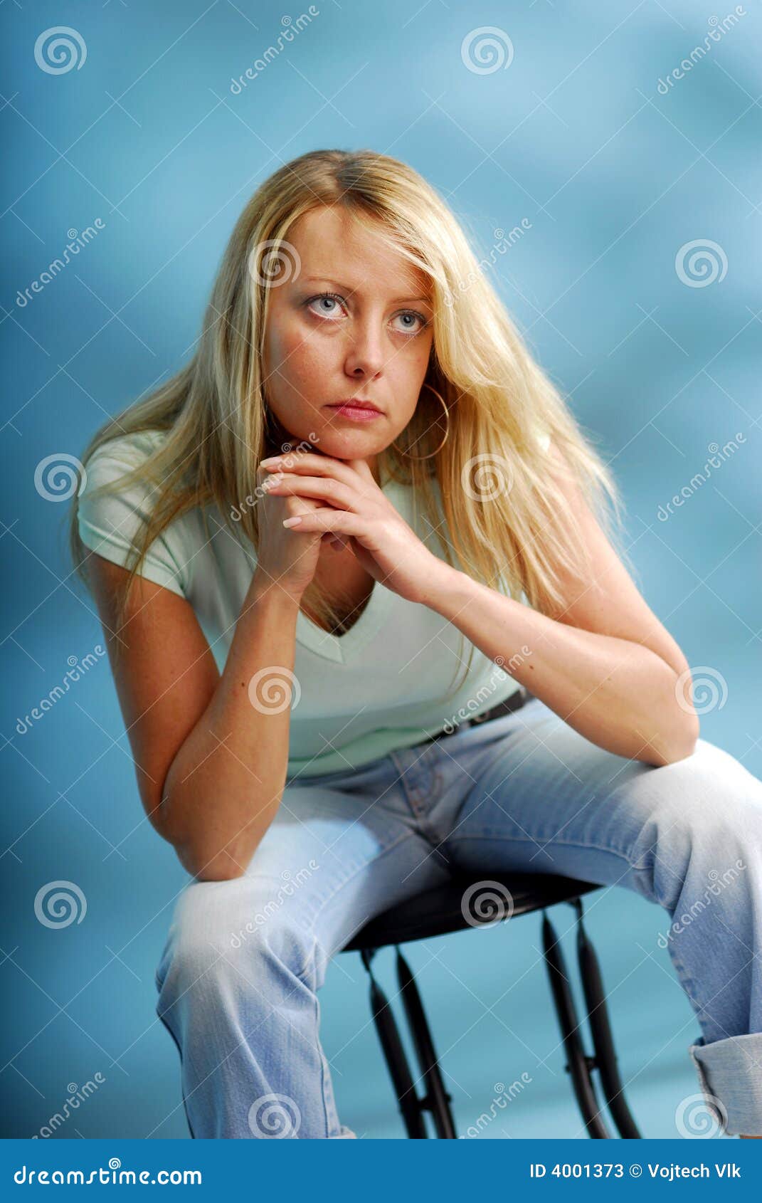 Afraid woman stock image. Image of slimness, blonde, slim - 4001373