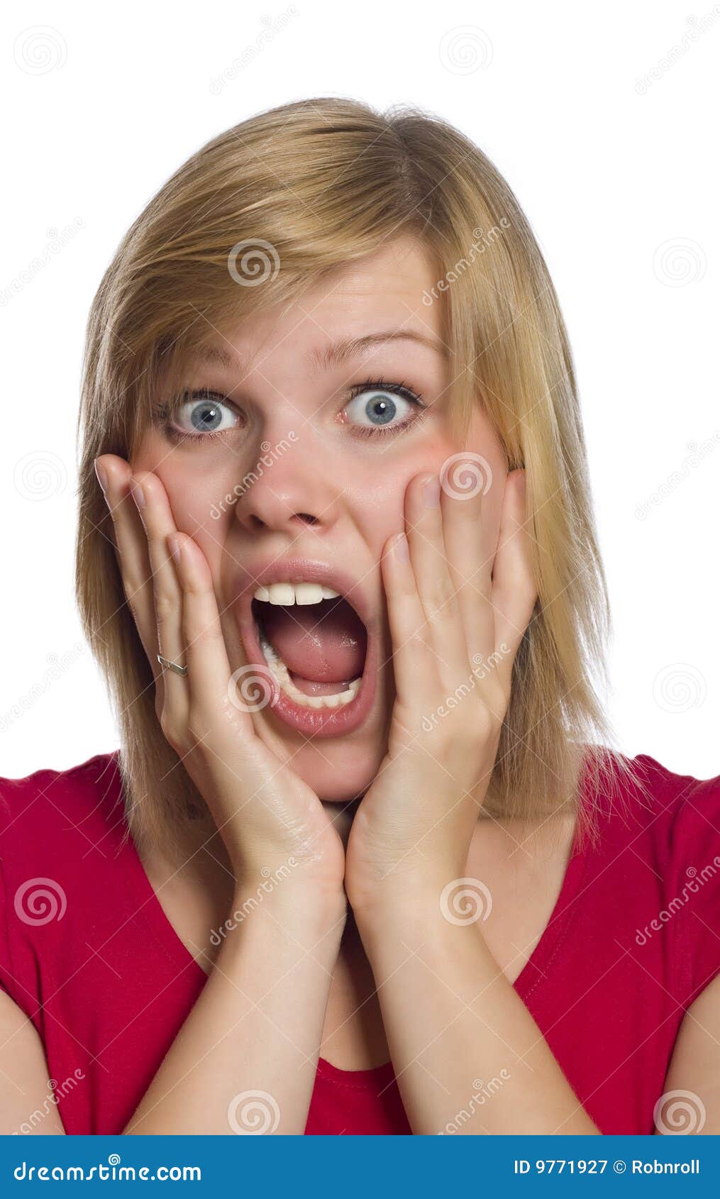 Afraid Woman Isolated on White Stock Image - Image of face, isolated ...