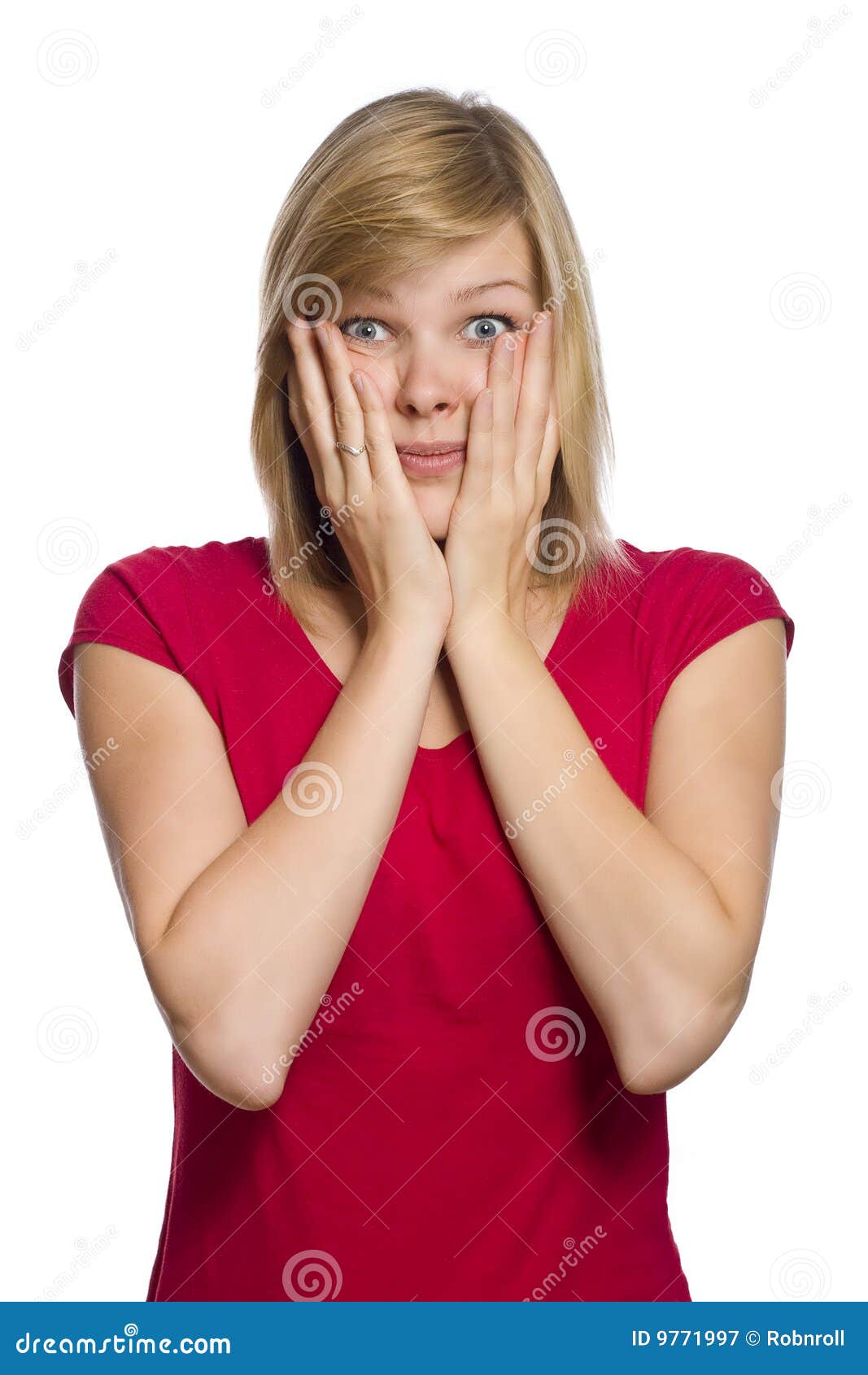 Afraid Woman Isolated on White Stock Image - Image of face, halloween ...