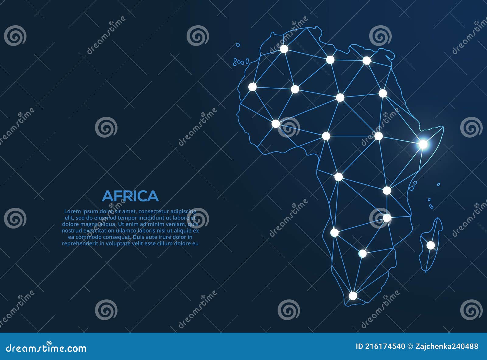 Africa Communication Network Map. Vector Low Poly Image of a Global Map ...