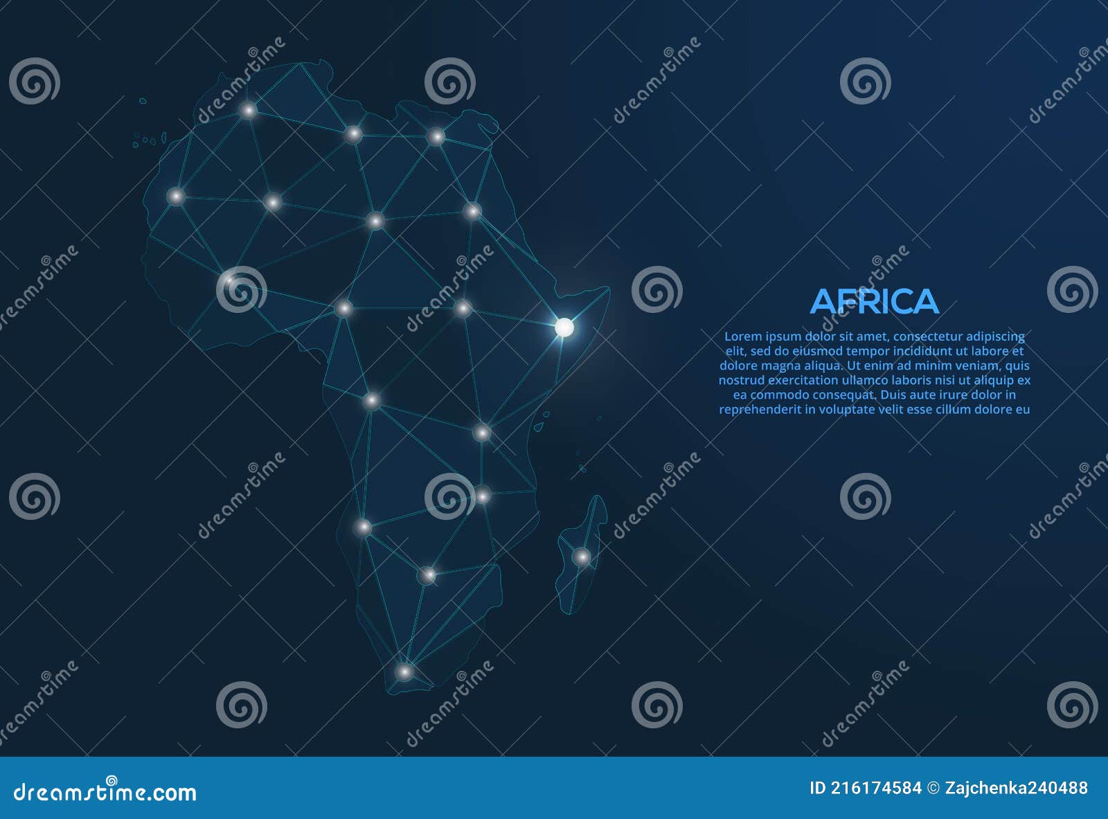Africa Communication Network Map. Vector Low Poly Image of a Global Map ...