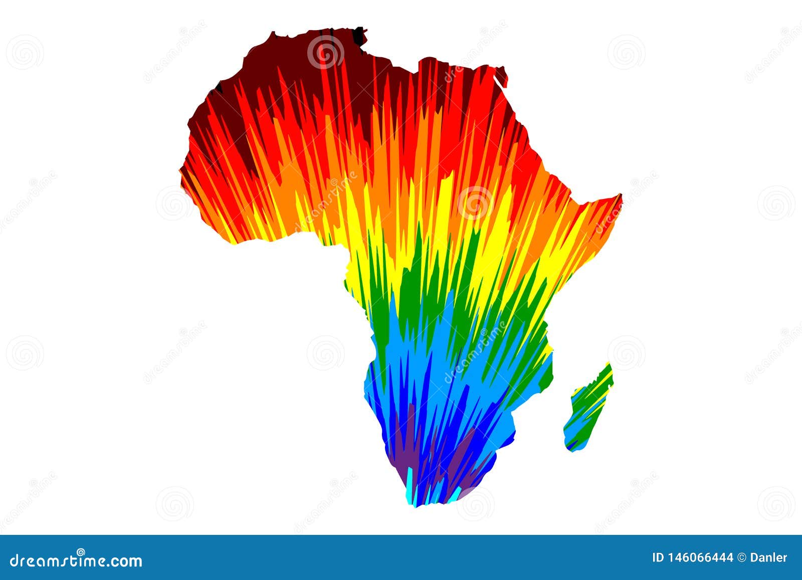 Africa Continent Map Is Designed Rainbow Abstract Colorful Pattern