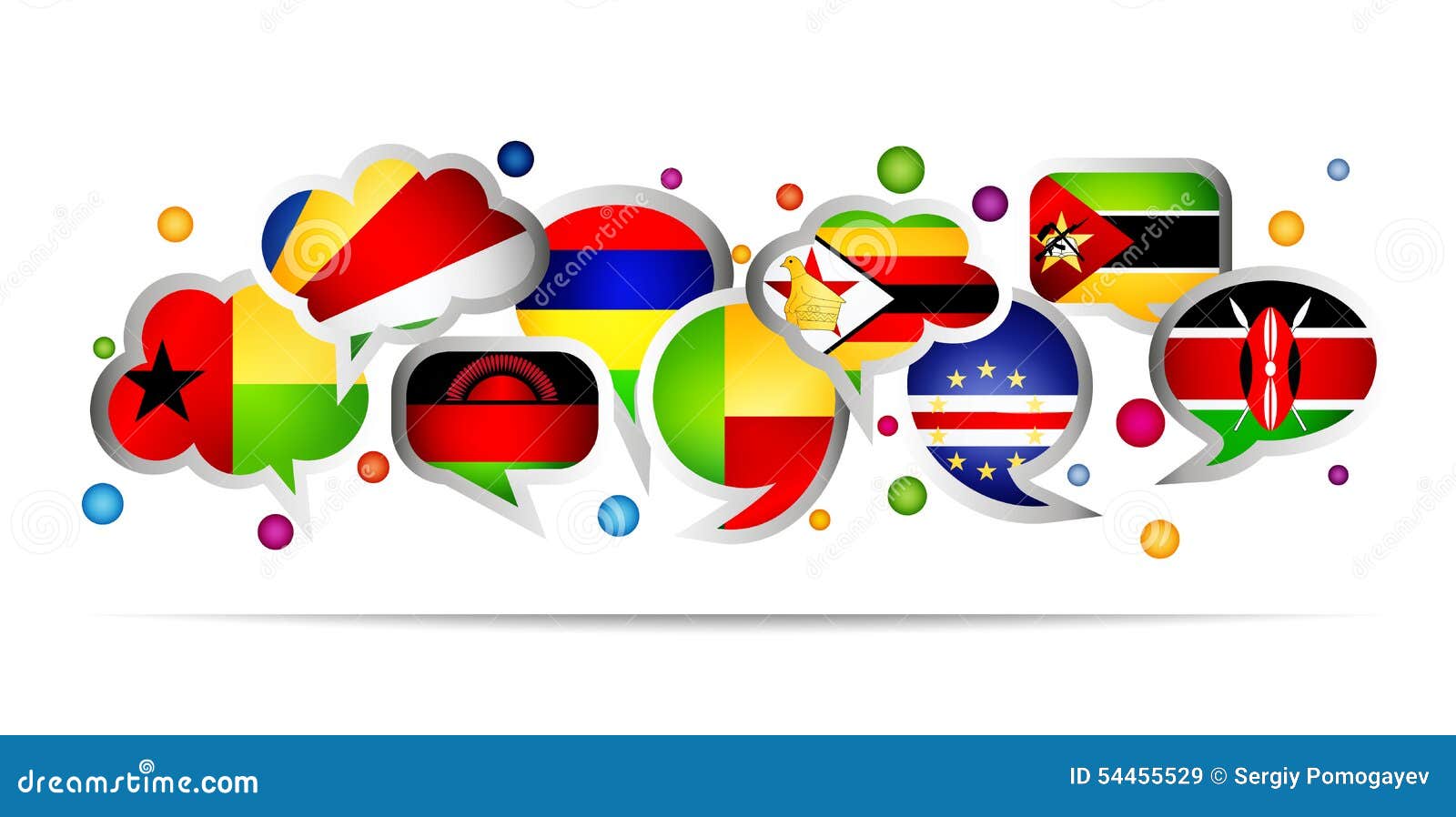 Africa Countries Bubble Speech Shapes. Set 5 Stock Vector ...