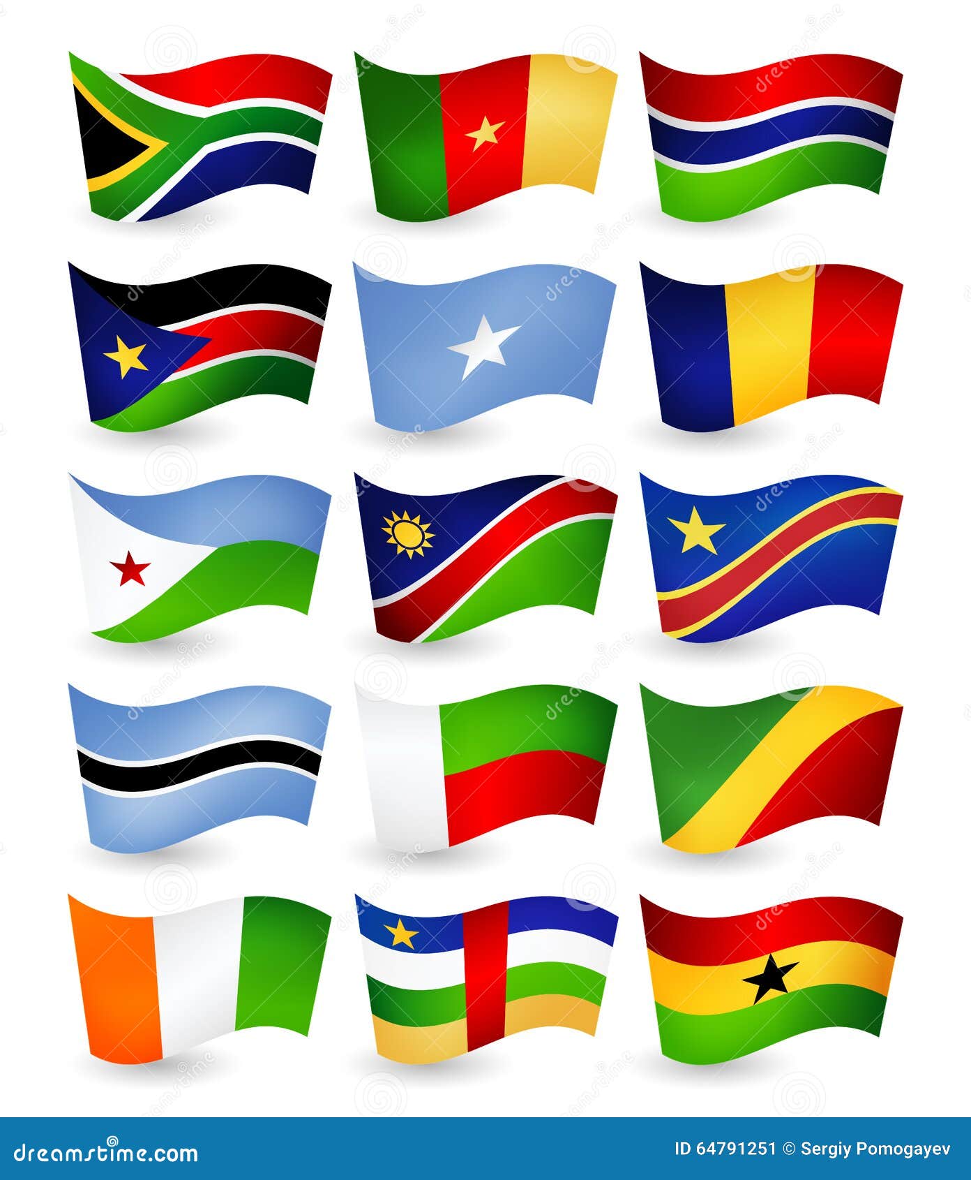 Africa Country Flying Flags Set Part 2 Stock Vector - Illustration of ...