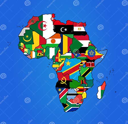Africa Flag Map stock vector. Illustration of colored - 48905904