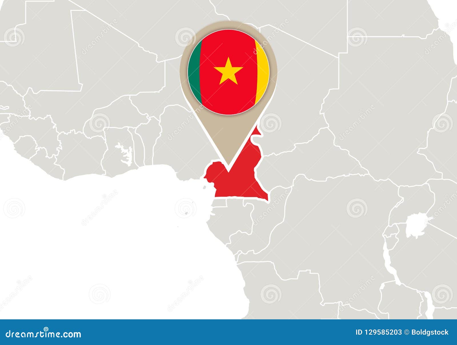 Cameroon on World map stock vector. Illustration of icon - 129585203