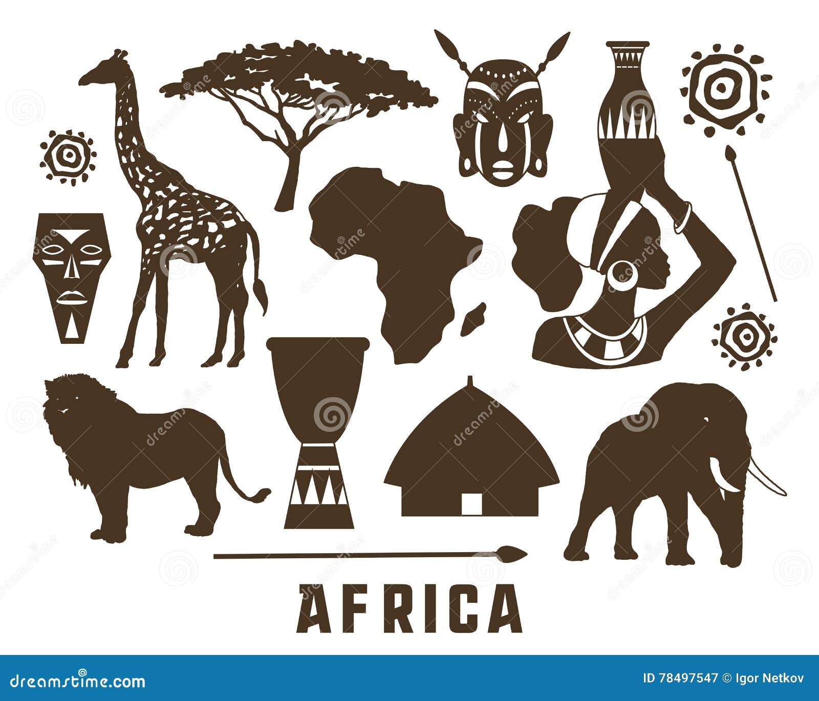 Africa icons set stock vector. Illustration of icon, jungle - 78497547