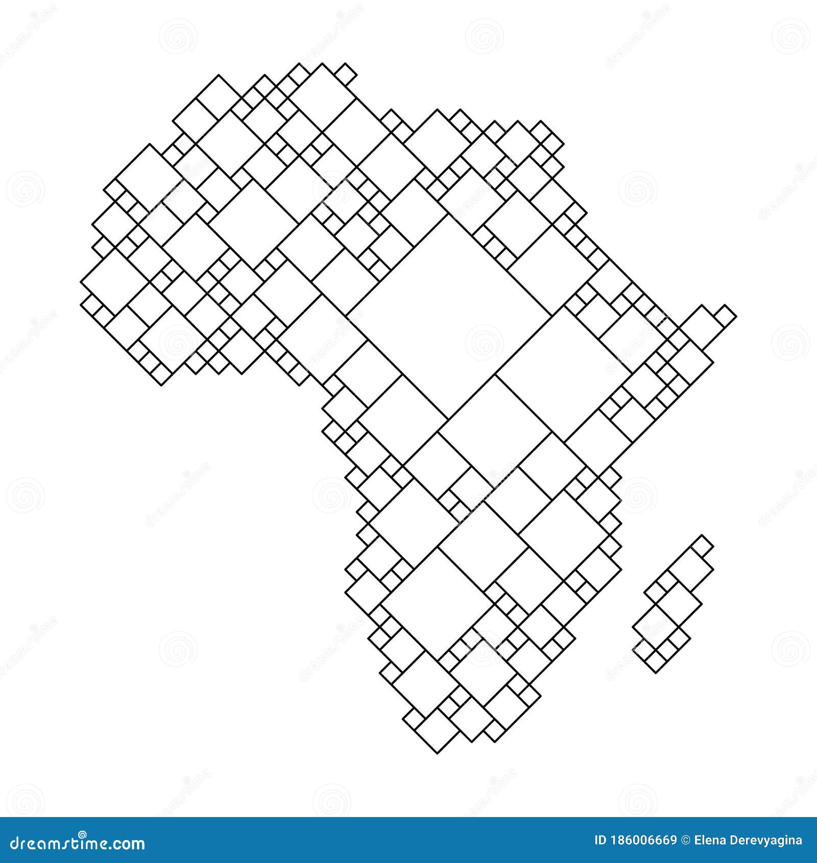 Africa Mainland Map from Black Pattern from a Grid of Squares of ...