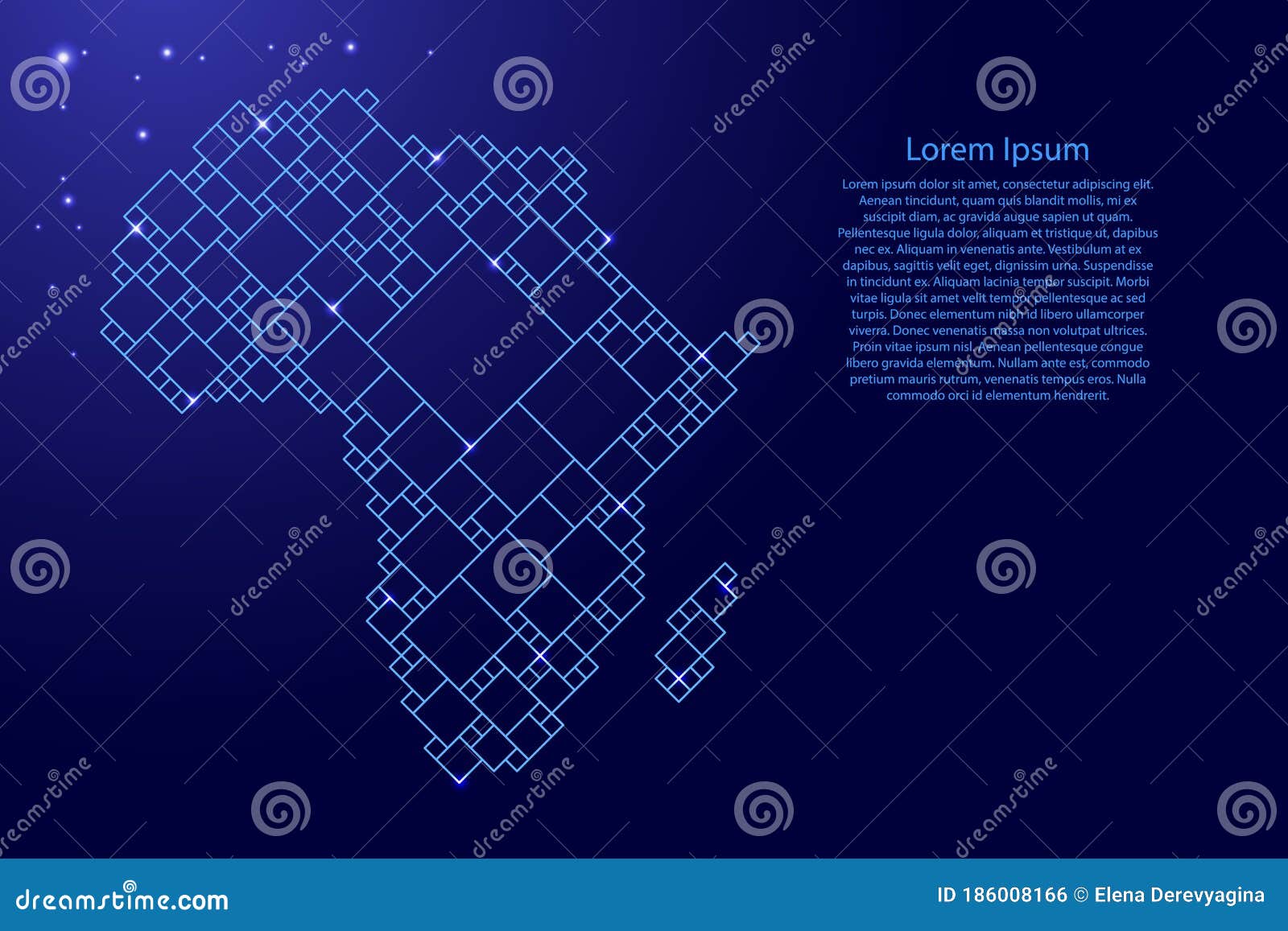 Africa Mainland Map from Blue Pattern from a Grid of Squares of ...