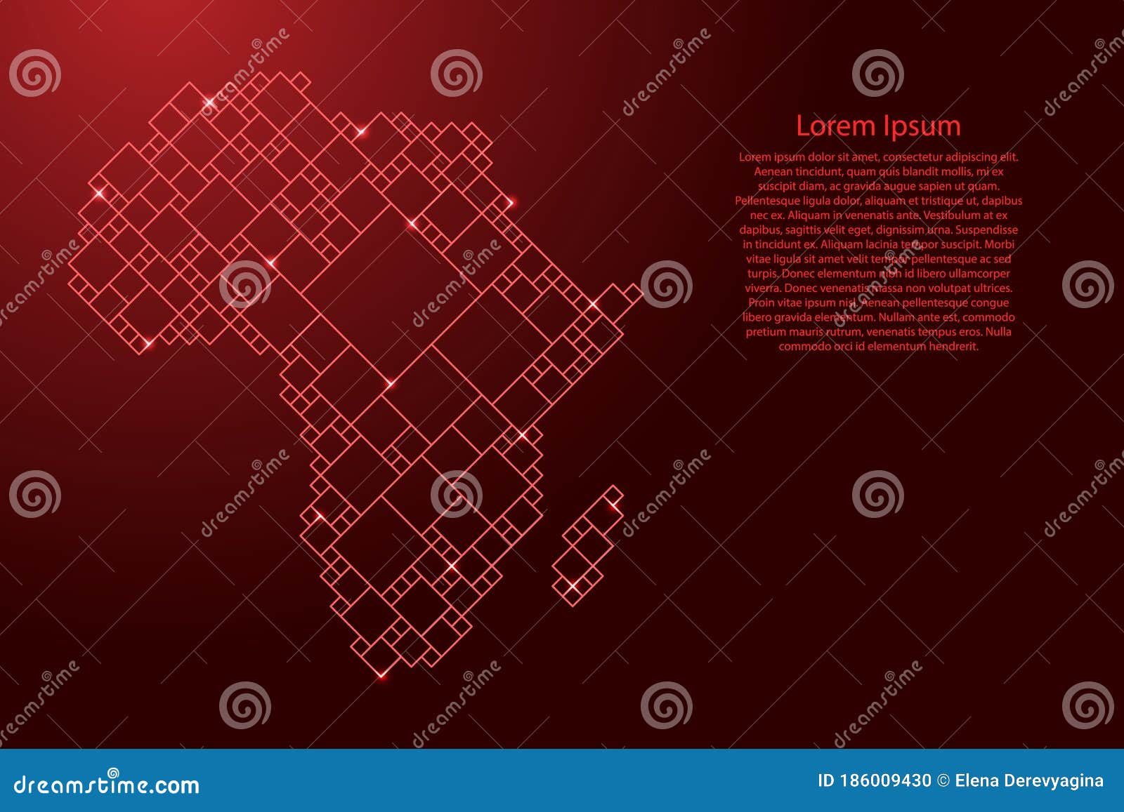 Africa Mainland Map from Red Pattern from a Grid of Squares of ...