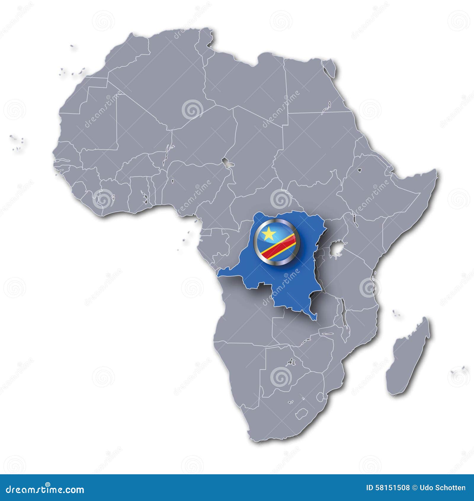 Africa Map with the Democratic Republic Congo Stock Illustration ...