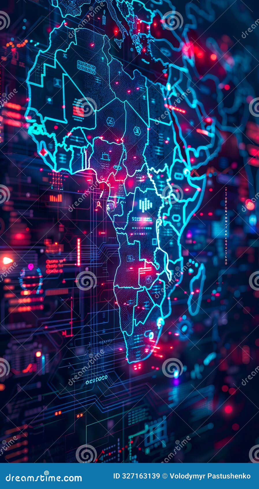 Africa Map with Digital Technology Stock Image - Image of night ...