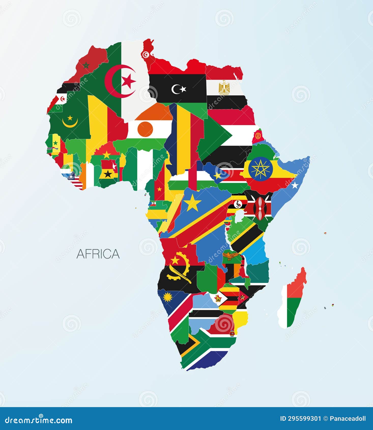 The Africa Map Divided by Countries Stock Vector - Illustration of ...