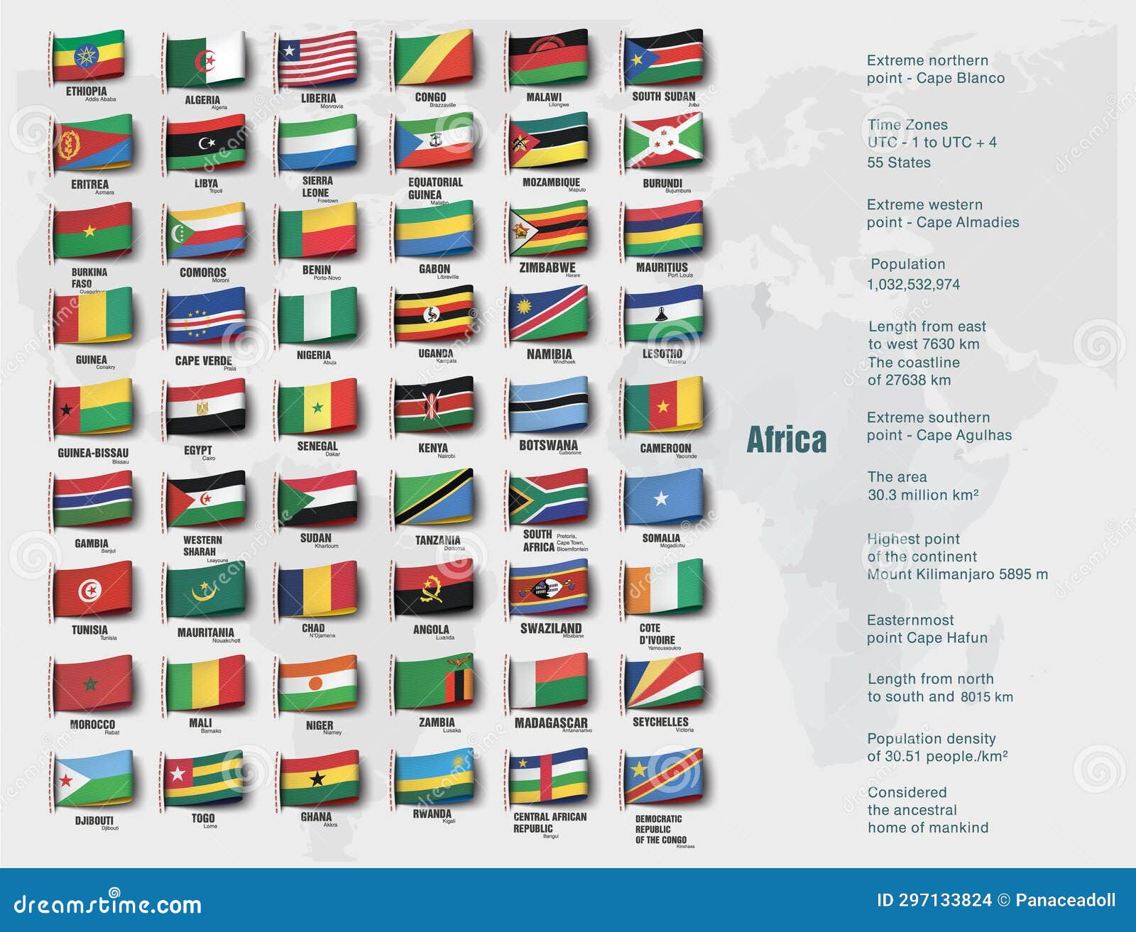 The Africa Map Divided by Countries Stock Vector - Illustration of ...