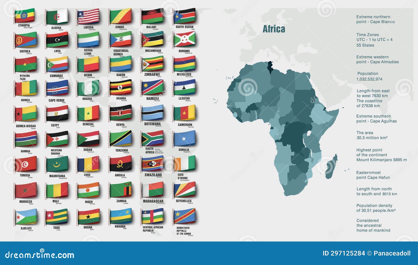 The Africa Map Divided by Countries Stock Vector - Illustration of ...