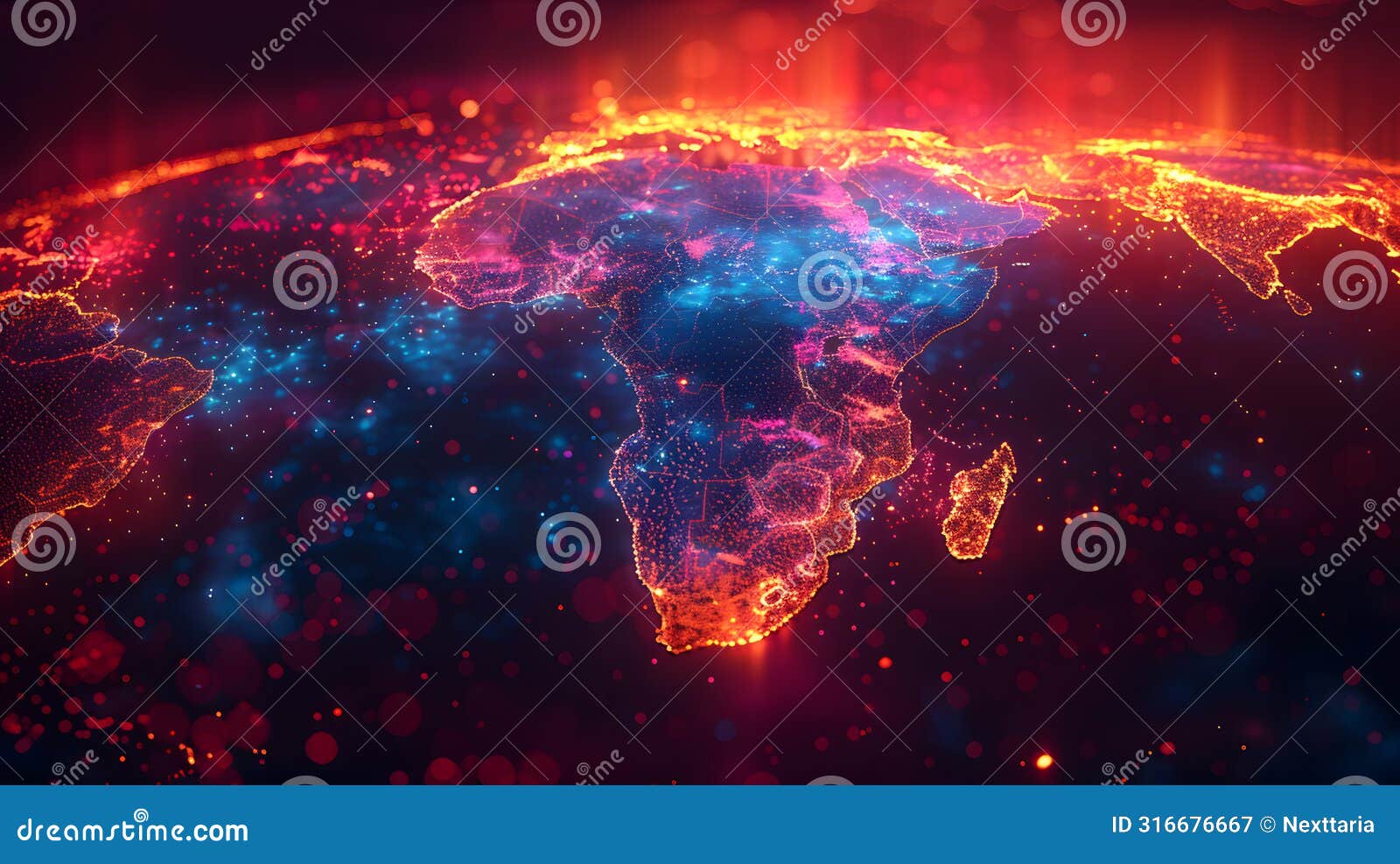 Africa Map Illustration - Gradient Colors and Textures on Blank Canvas ...