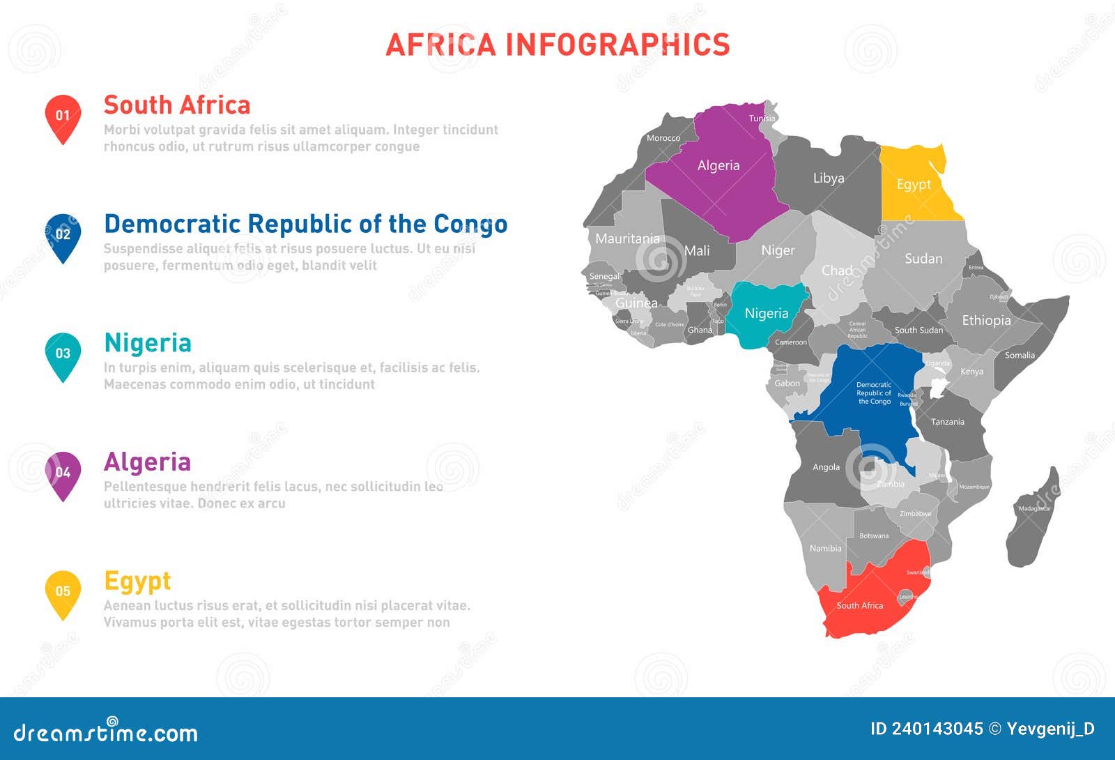 Africa Map Infographic Template. Vector Map with African Countries and ...