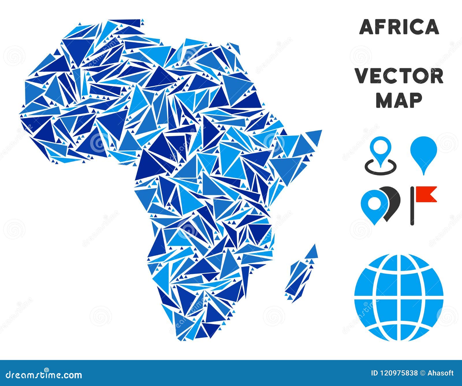 Blue Triangle Africa Map stock vector. Illustration of abstraction ...
