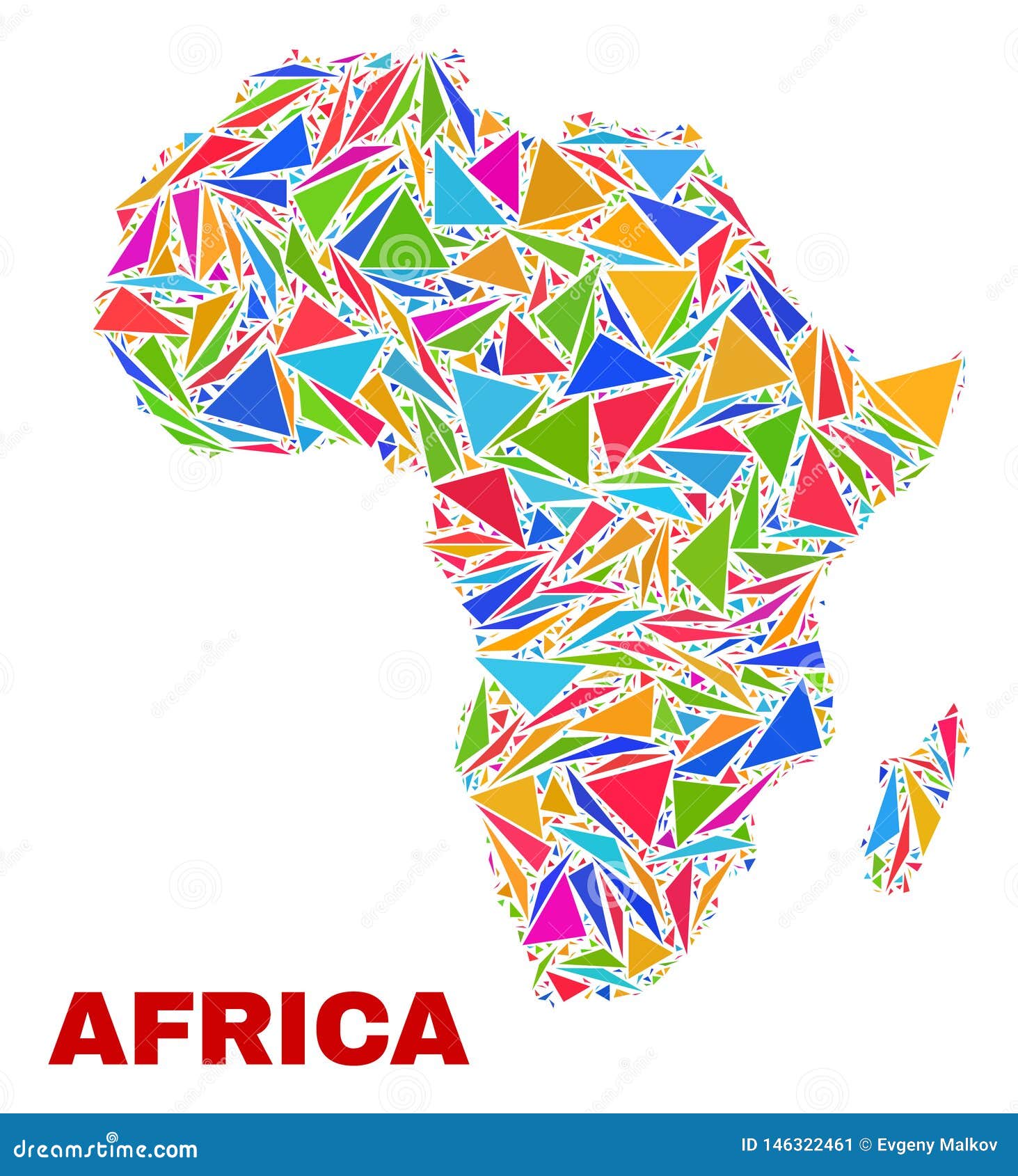 Africa Map - Mosaic of Color Triangles Stock Vector - Illustration of ...