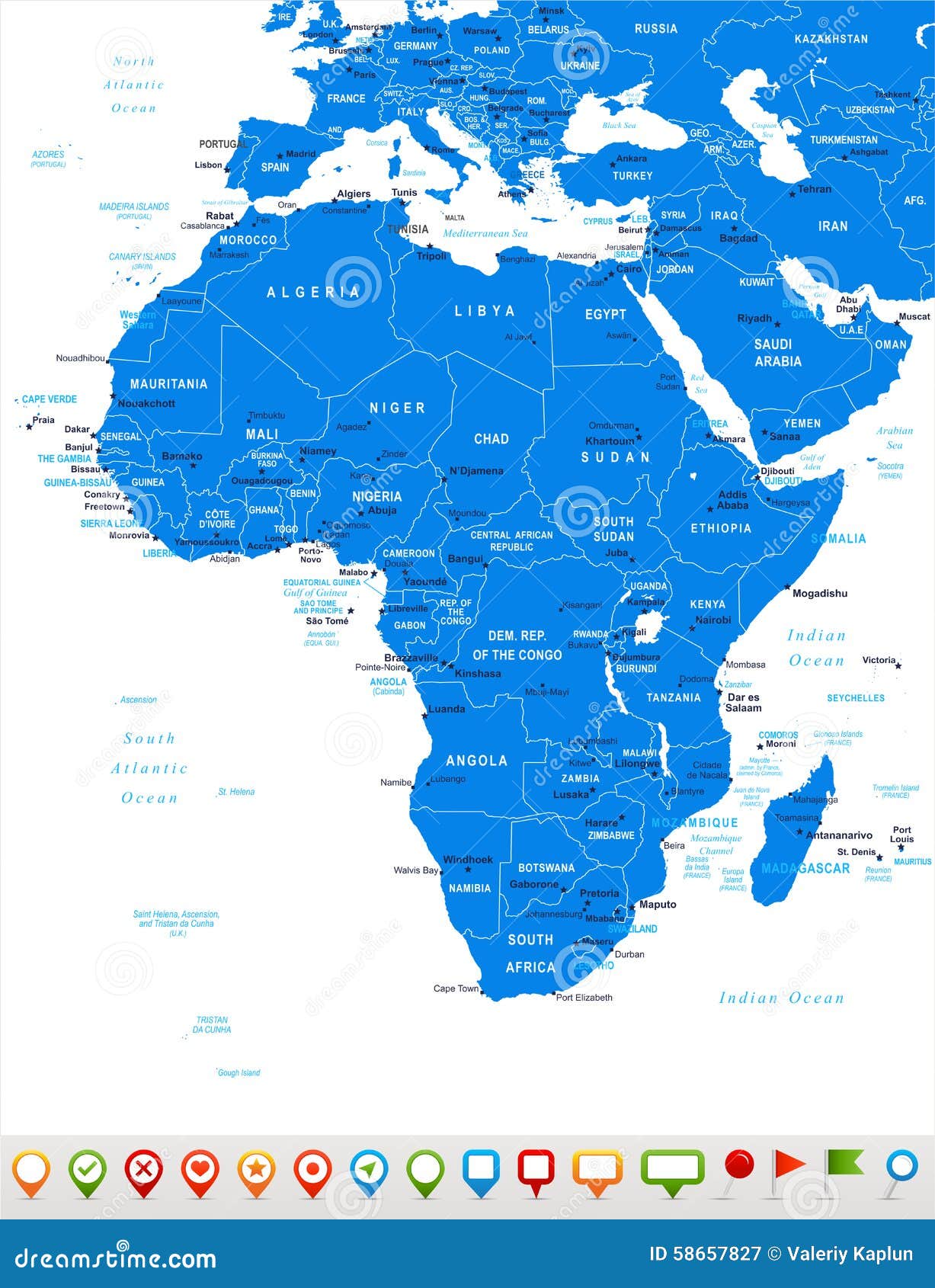 Africa - Map and Navigation Icons - Illustration. Stock Vector ...