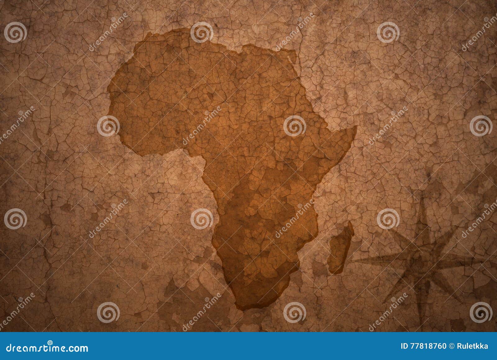 Africa Map on Vintage Crack Paper Stock Photo - Image of brown, banner ...