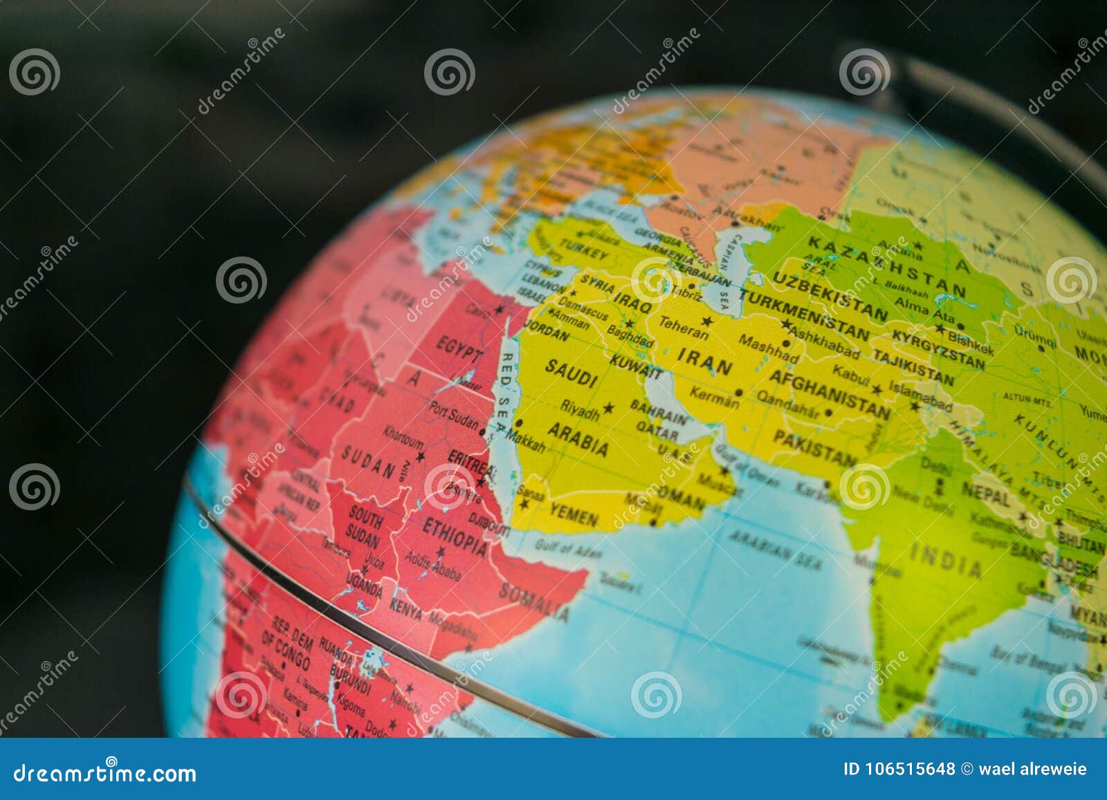 Africa And Middle East Map On A Globe With Earth Map In The Background