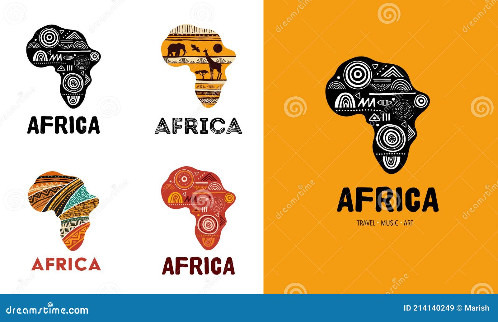 Africa Patterned Map, Logo Design. Banner with Tribal Traditional ...