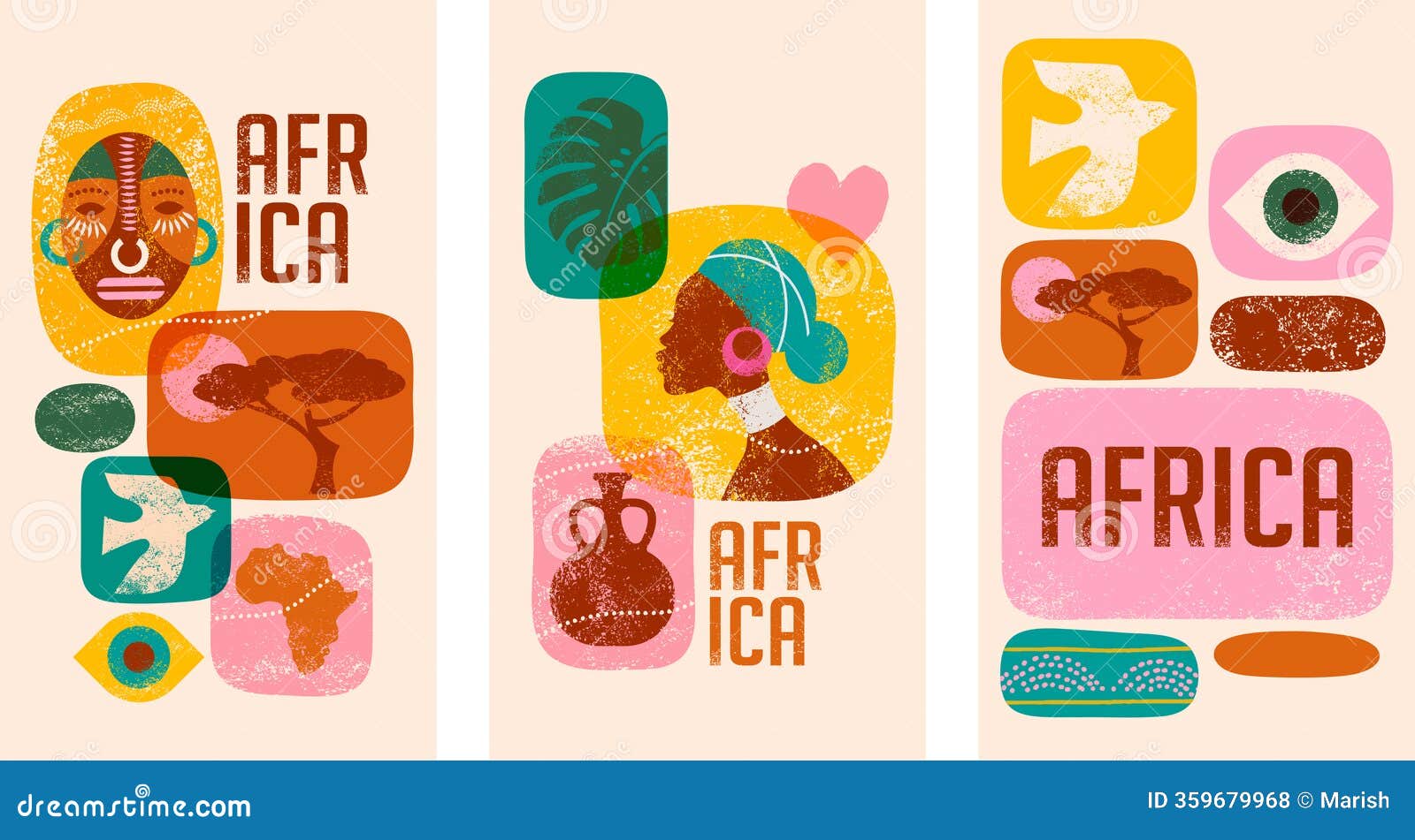 Africa Patterned Map. Banner With Tribal Traditional Grunge African ...