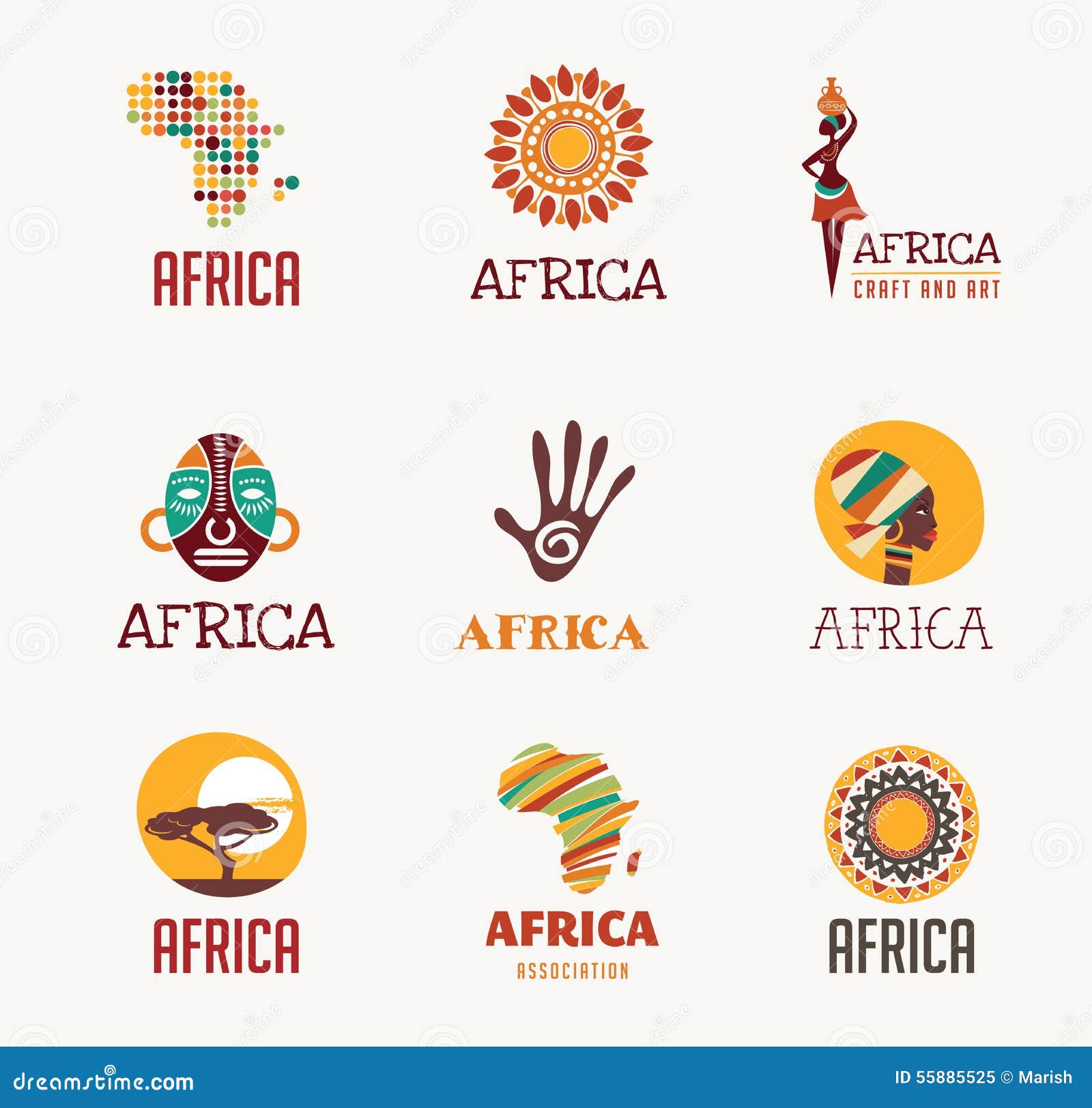 Africa, Safari Icons and Element Set Stock Vector - Illustration of ...