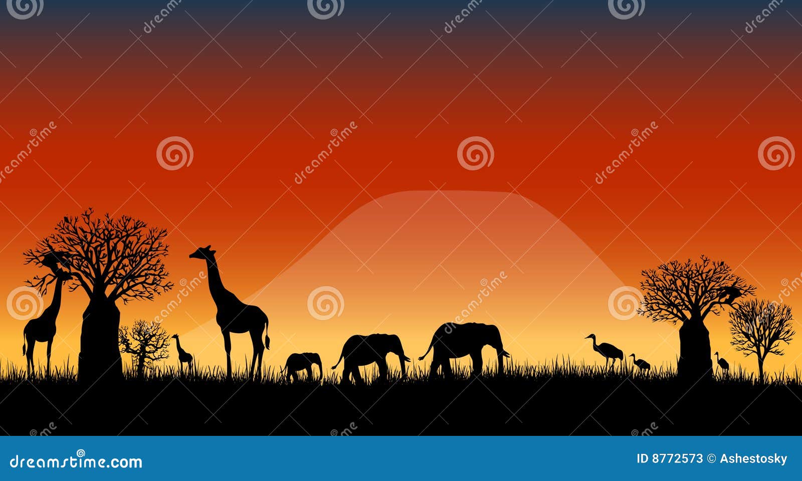 Africa Savanna Landscape Vector Stock Vector - Illustration of ...
