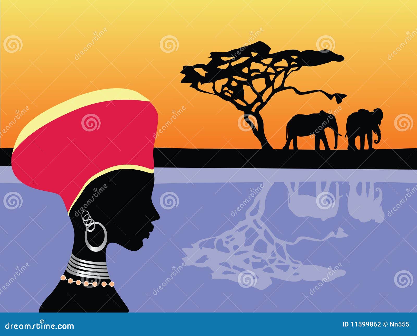 Africa scene stock vector. Illustration of journey, dusk - 11599862