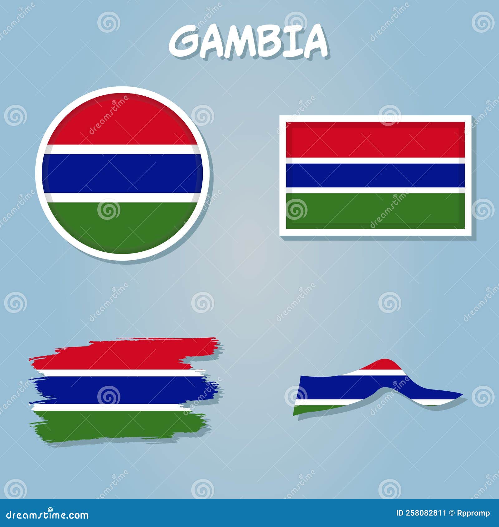 Africa With Selected Gambia Map And Gambia Flag Icon Vector Map And