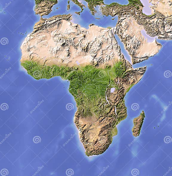Africa, shaded relief map stock illustration. Illustration of atlas ...