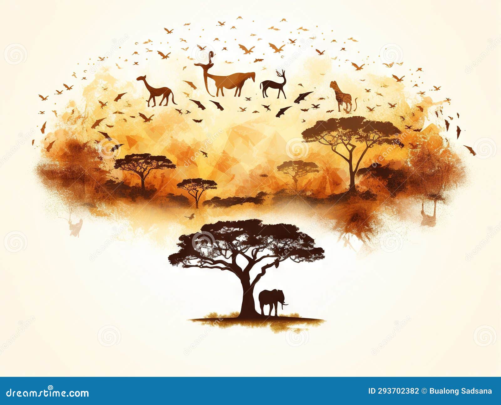 Ai Generated Illustration Wildlife Concept of Africa Wildlife Map ...