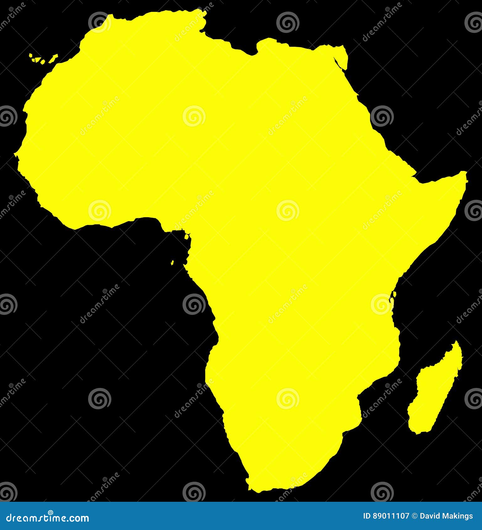 Africa Yellow Map on Black stock illustration. Illustration of yellow ...