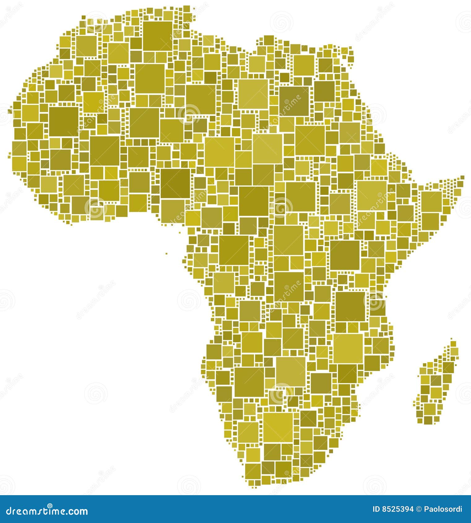 Africa in a yellow mosaic stock vector. Illustration of africa - 8525394