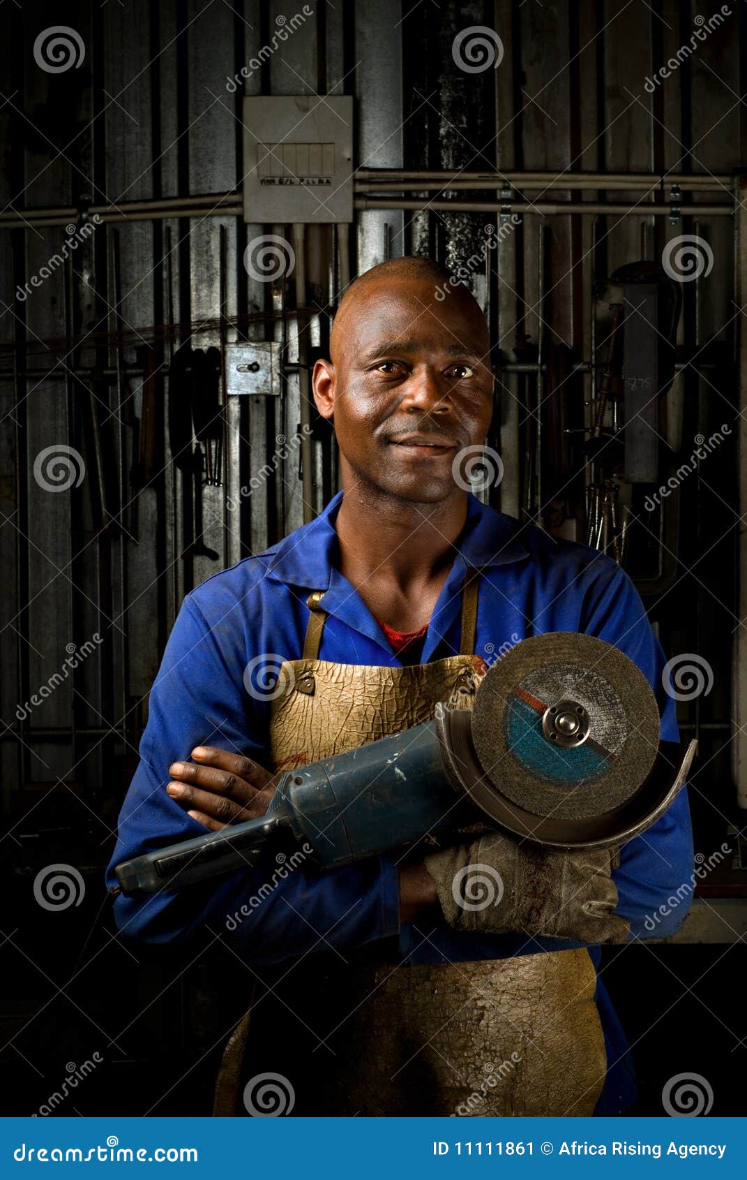 African American with Angle Grinder Stock Image - Image of steel ...