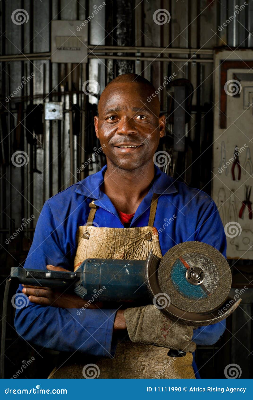 African American with Angle Grinder Stock Photo - Image of disc, work ...