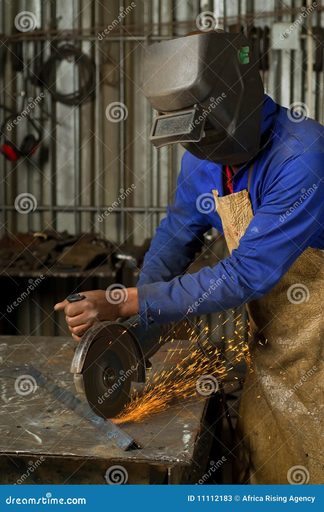 African American with Angle Grinder Stock Image - Image of flash ...