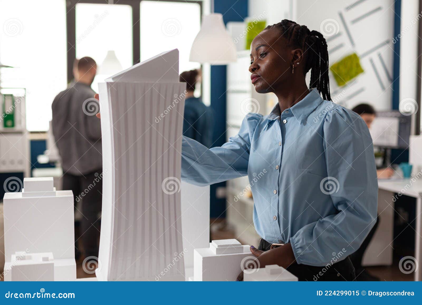 African American Architect Constructor at Office Stock Image - Image of ...
