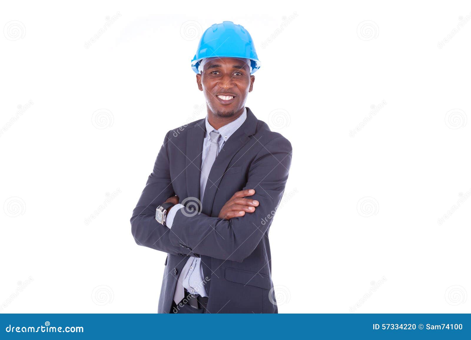 African American Architect Isolated on White Background - Black Stock ...