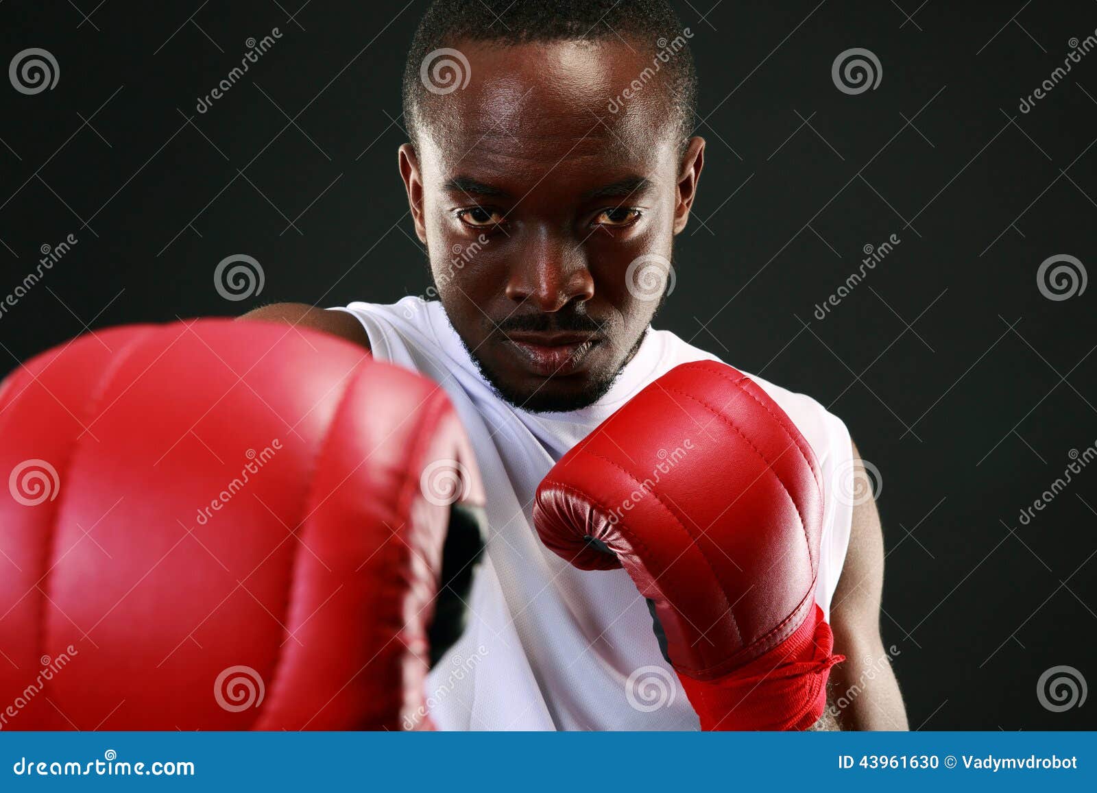African American Boxer Punching in Camera Stock Photo - Image of people ...