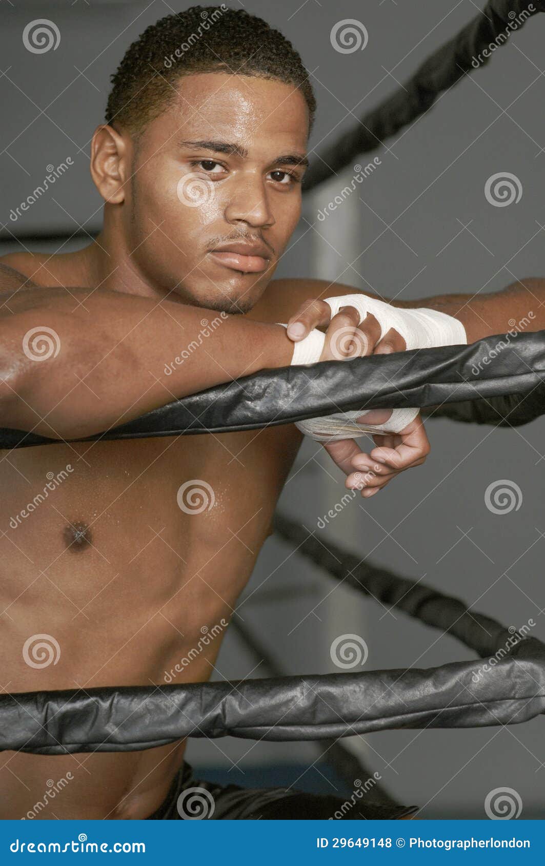 African American Boxer in the Ring Stock Photo - Image of muscular ...