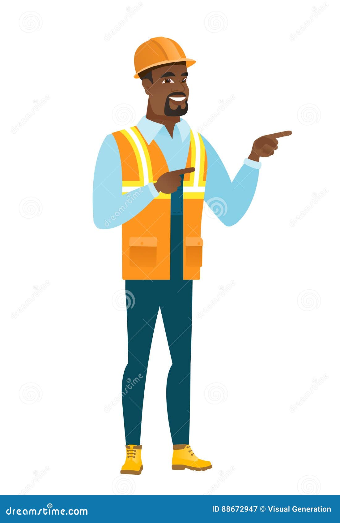 African-american Builder Pointing To the Side. Stock Vector ...