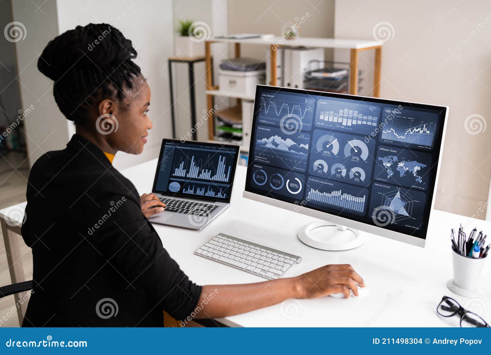 African American Business Data Analyst Woman Stock Photo - Image of ...