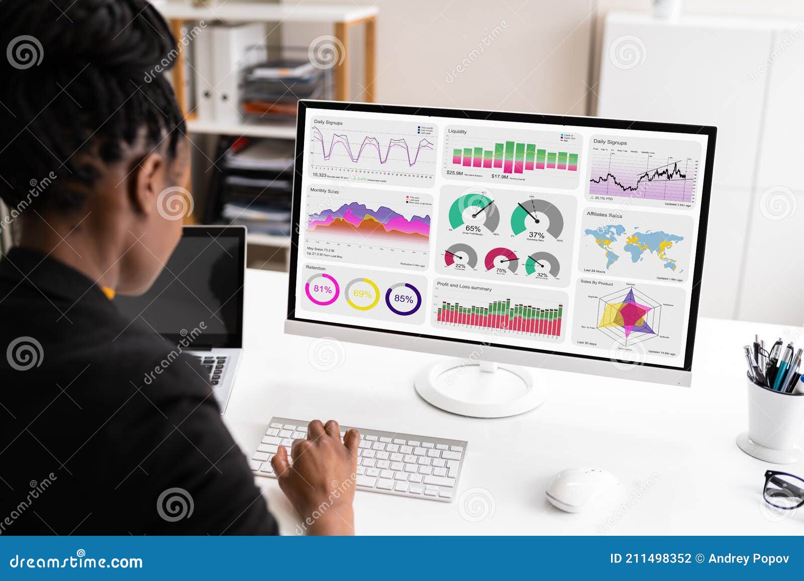 African American Business Data Analyst Woman Stock Photo - Image of ...