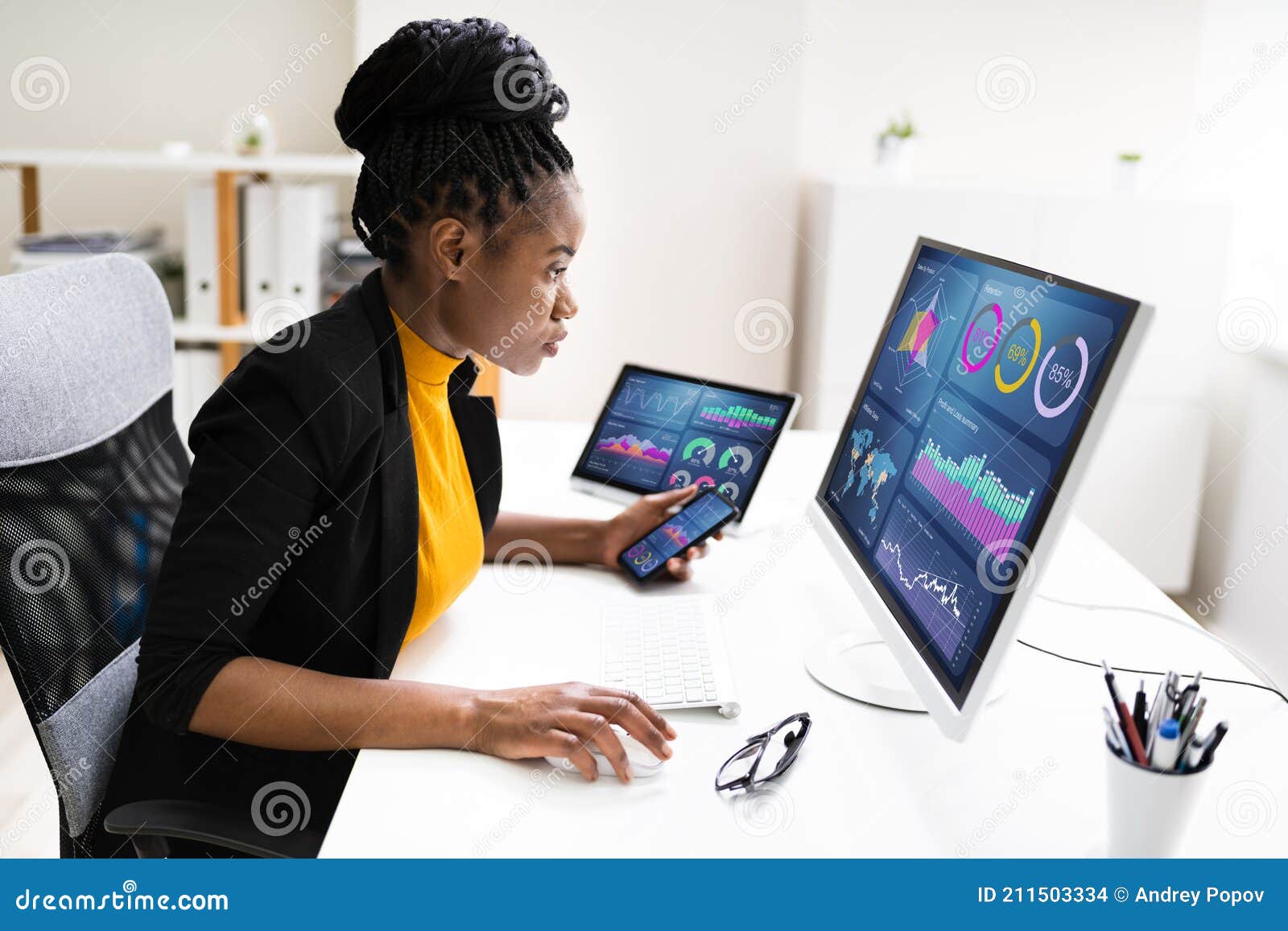 African American Business Data Analyst Woman Stock Photo - Image of ...