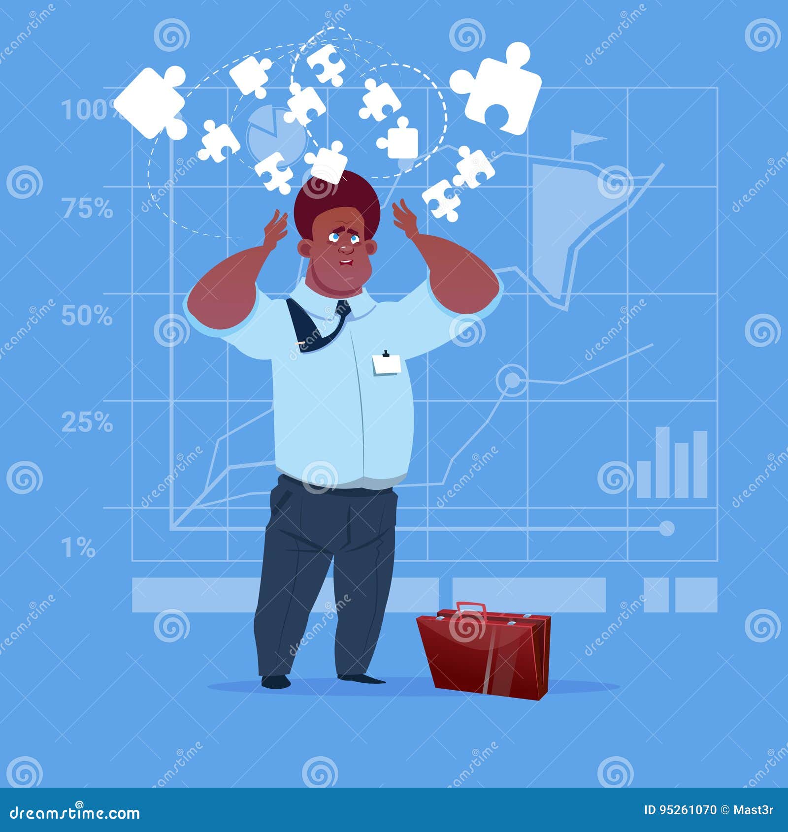 African American Business Man Solve Puzzle Solution Concept Stock ...