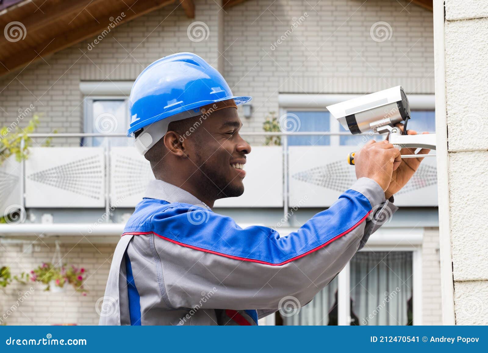 African American CCTV Security Technician Professional Stock Image ...